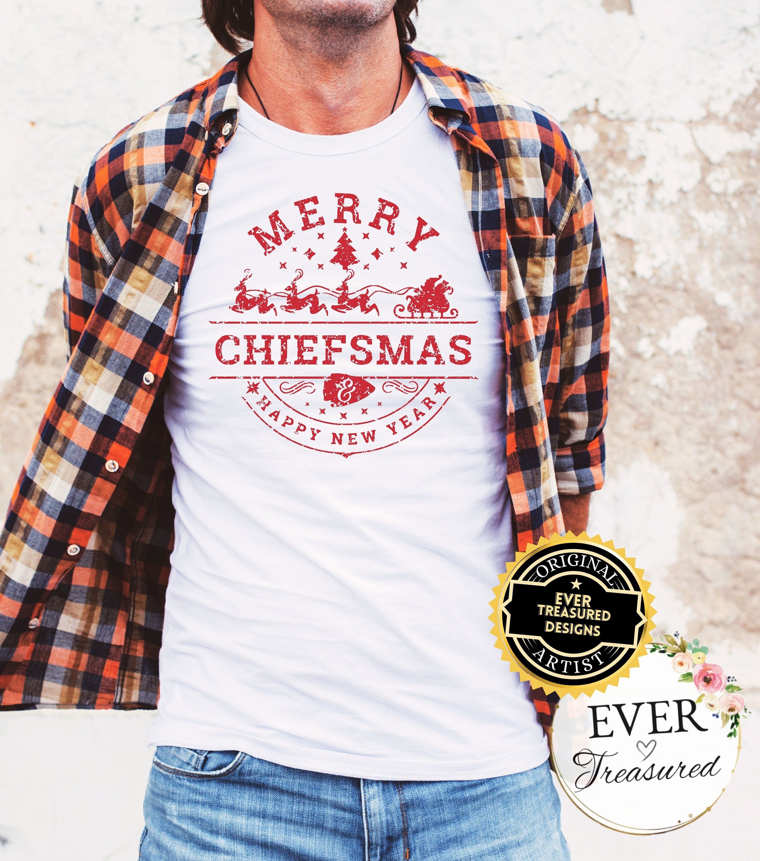 Merry Chiefsmas & Happy New Year Kansas City Chiefs Christmas Arrowhead ...
